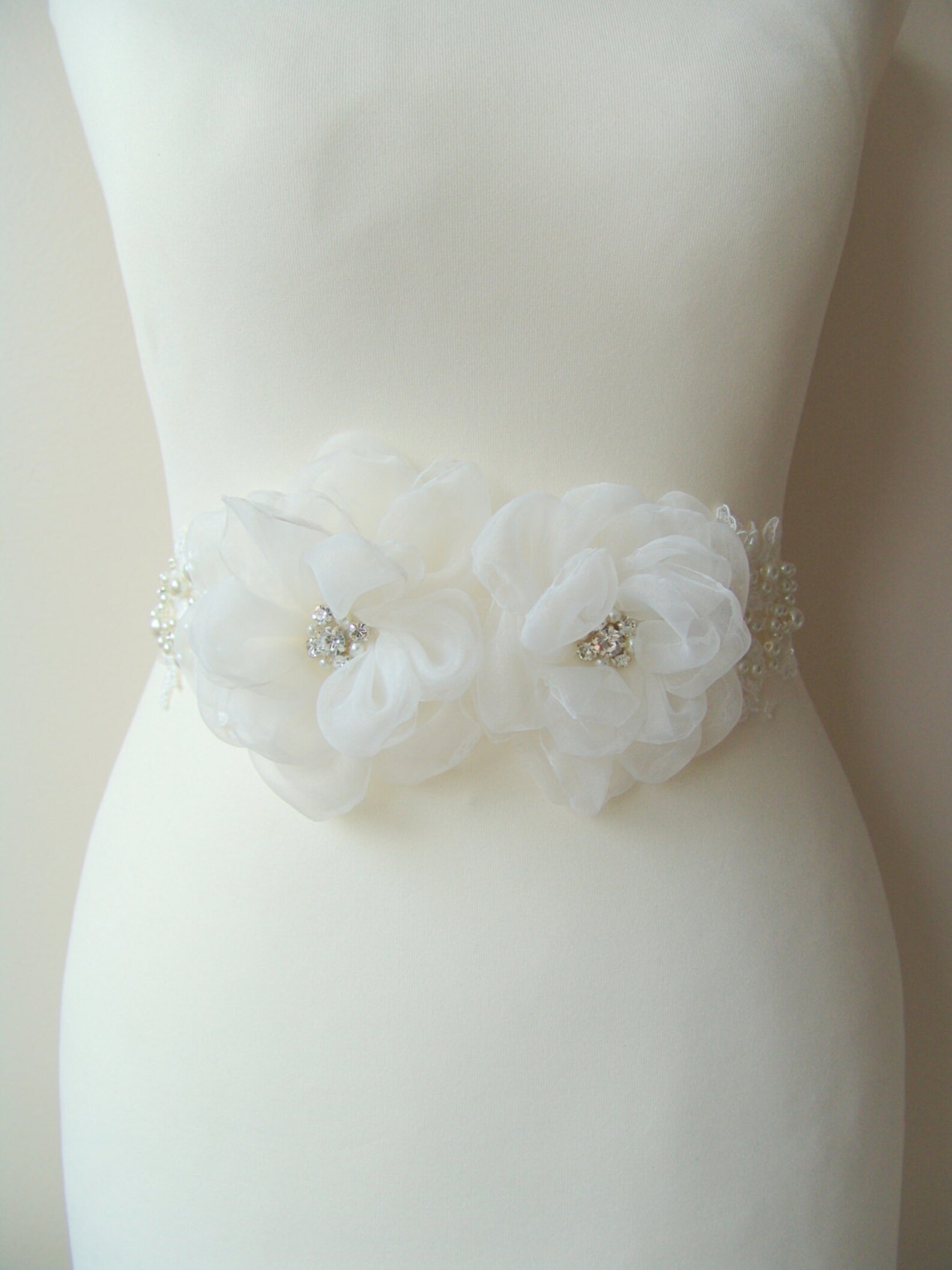 Bridal Ivory Sash Floral Sash Flowers Sash Wedding Floral - Etsy