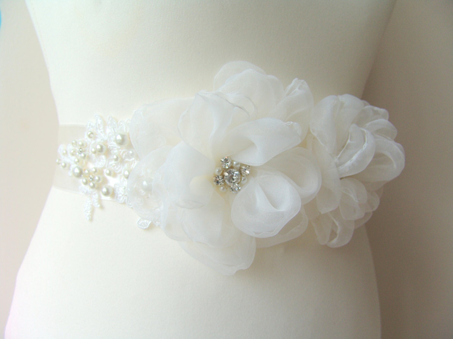 Bridal Ivory Sash Floral Sash Flowers Sash Wedding Floral - Etsy
