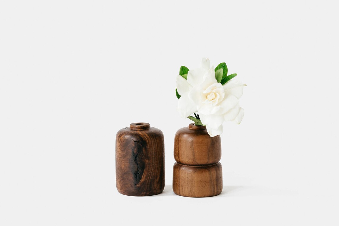 Walnut Hardwood Bud Vase - Etsy