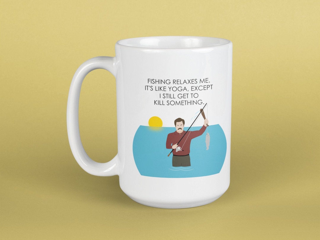 Ron Swanson Killer Fishing 15oz Mug | Fan Art, Parks and Rec, Gift ...