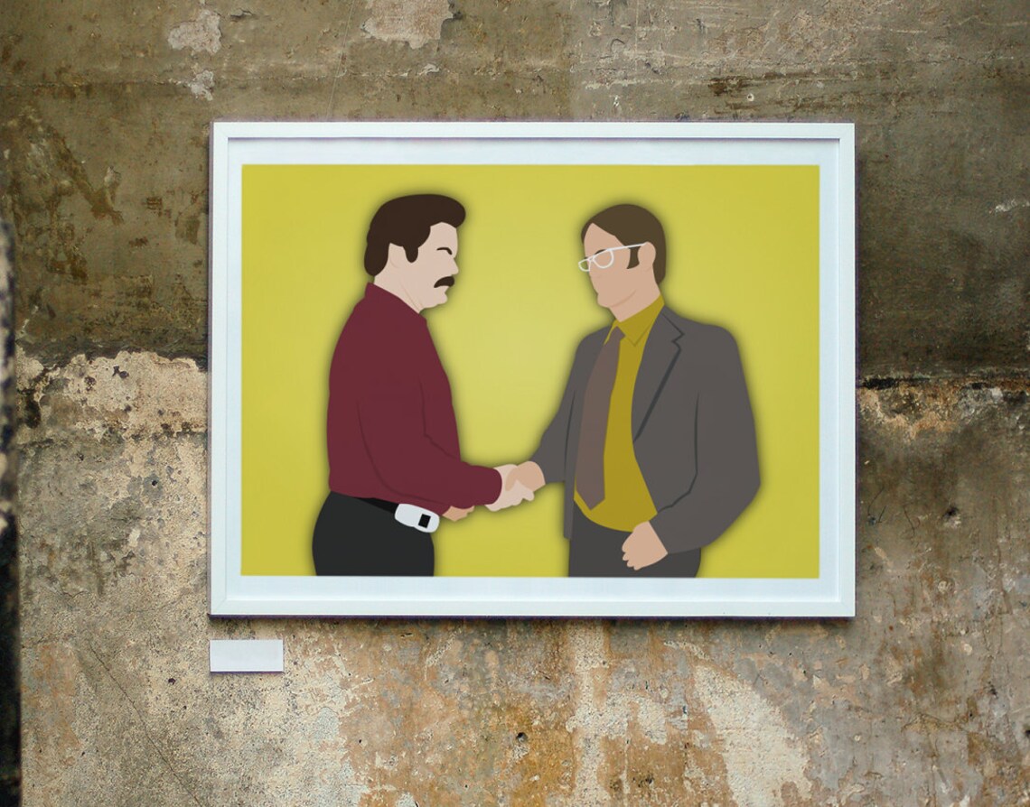 Ron Swanson & Dwight Schrute Handshake Poster Fan Art Parks - Etsy