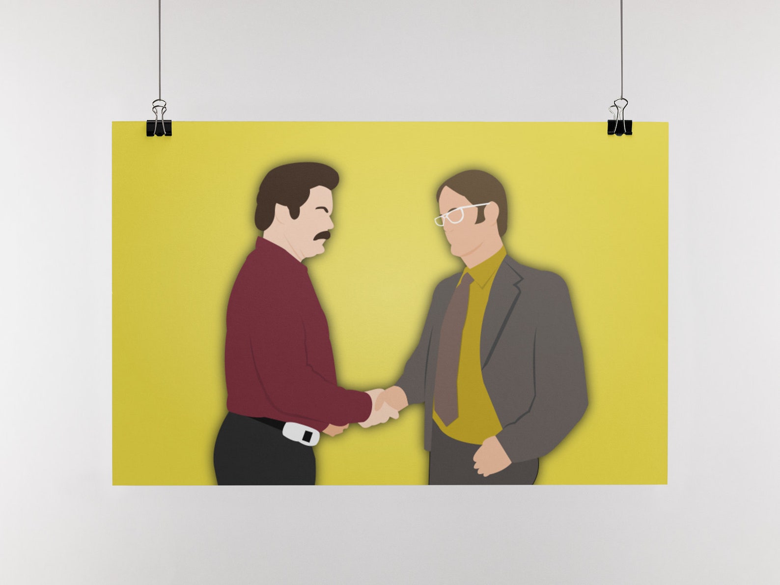 Ron Swanson & Dwight Schrute Handshake Poster fan art Parks | Etsy