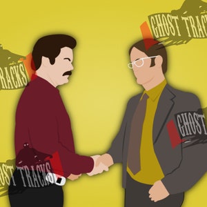 Ron Swanson & Dwight Schrute Handshake Poster | Fan Art, Parks and Rec ...