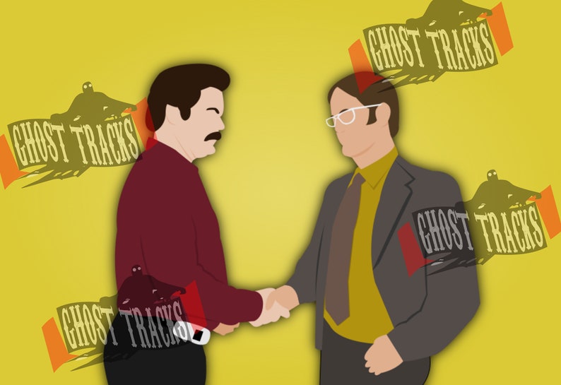 Ron Swanson & Dwight Schrute Handshake Poster Fan Art Parks - Etsy