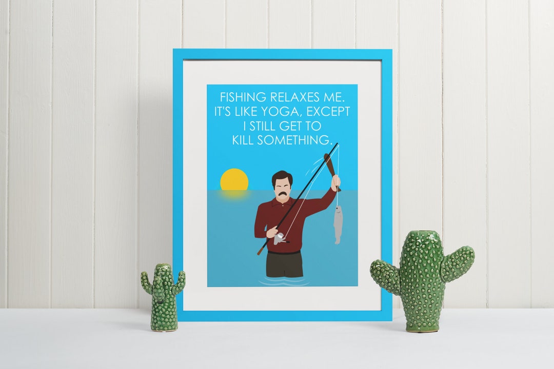 Ron Swanson Killer Fishing Poster | Fan Art, Parks and Rec, Gift, Wall ...