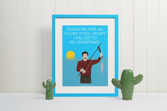 Ron Swanson Killer Fishing Poster Fan Art Parks and Rec - Etsy
