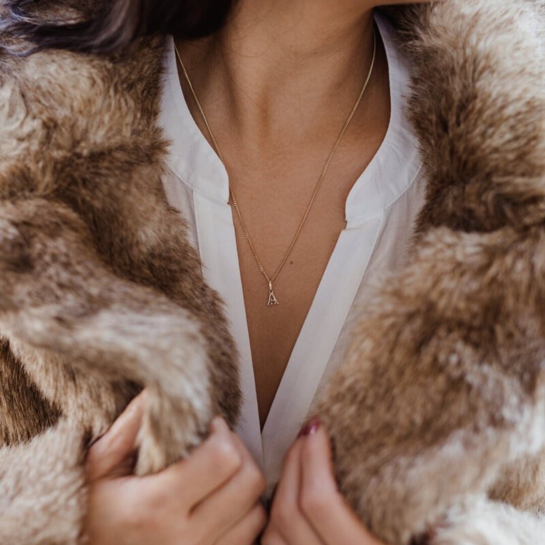 GINA Letter Necklace Gold Delicate Letter Necklace Solid - Etsy
