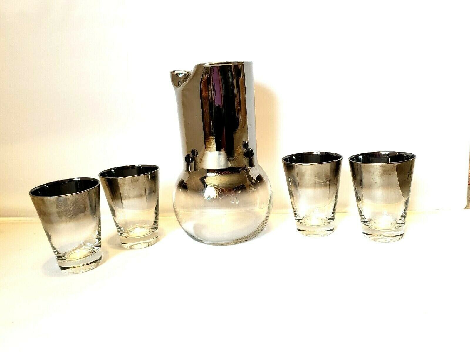 Drink & Barware Heavy Silver Rim on Glass Mid Century Martini Pitcher ...