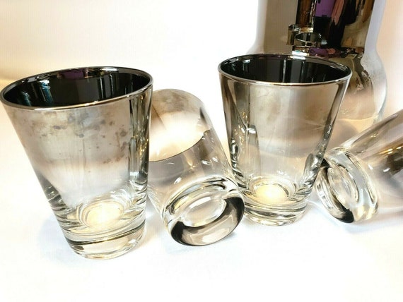 Drink & Barware Heavy Silver Rim on Glass Mid Century Martini Pitcher ...