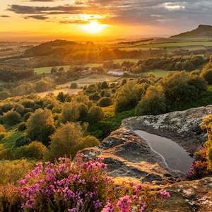 Roseberry Topping Sunset Taken From Cockshaw Hill on the North York ...