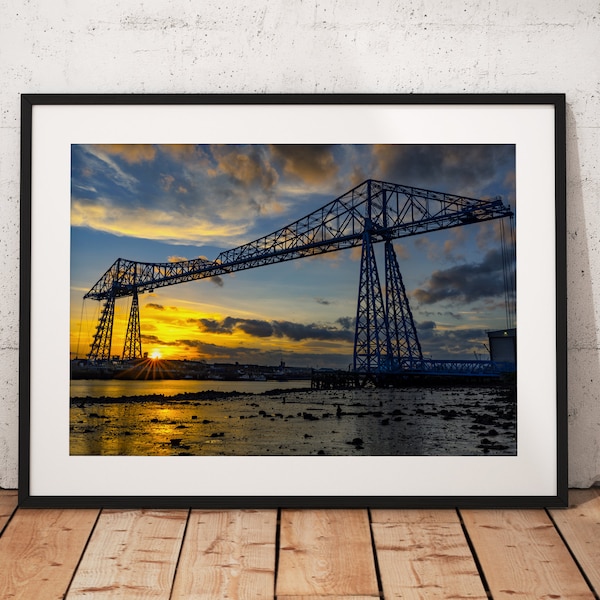 The Majestic Dinosaur. the Middlesbrough Transporter Bridge at Sunset ...