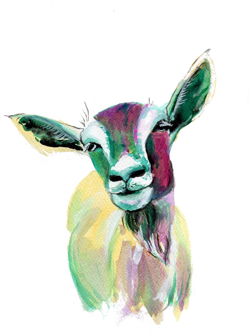 Goat Print of Watercolour Painting Goat Gifts and Nursery - Etsy