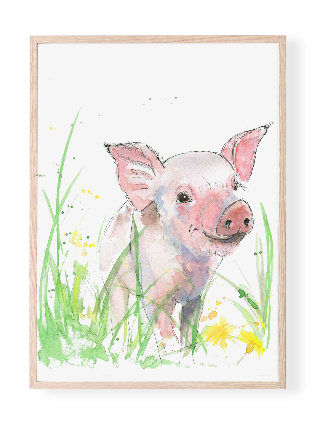 Pig Printable Wall Art, Downloadable Nursery Art, Animal Nursery Decor ...