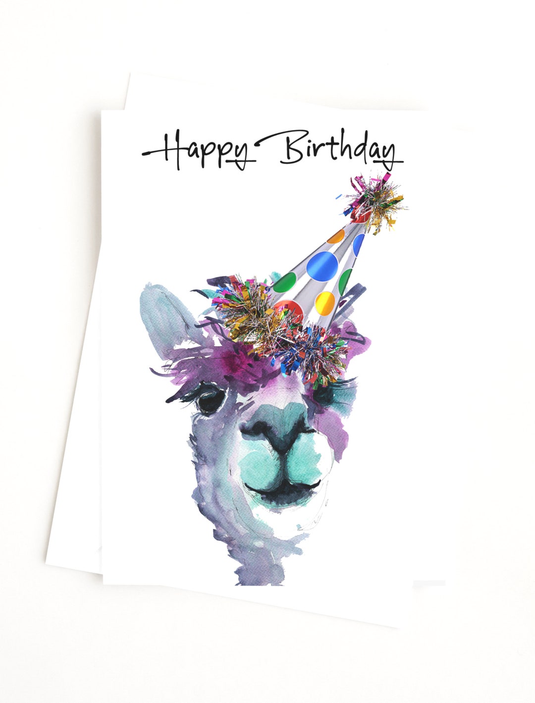 Llama Birthday Card, Funny Alpaca Greeting Card, Blank Inside for Your ...
