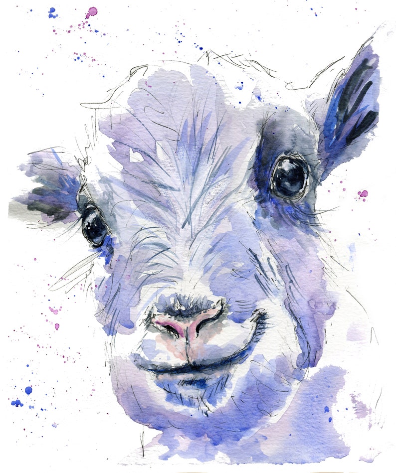 Goat Art Print Pygmy Goat Illustration Print Woodland Animal | Etsy