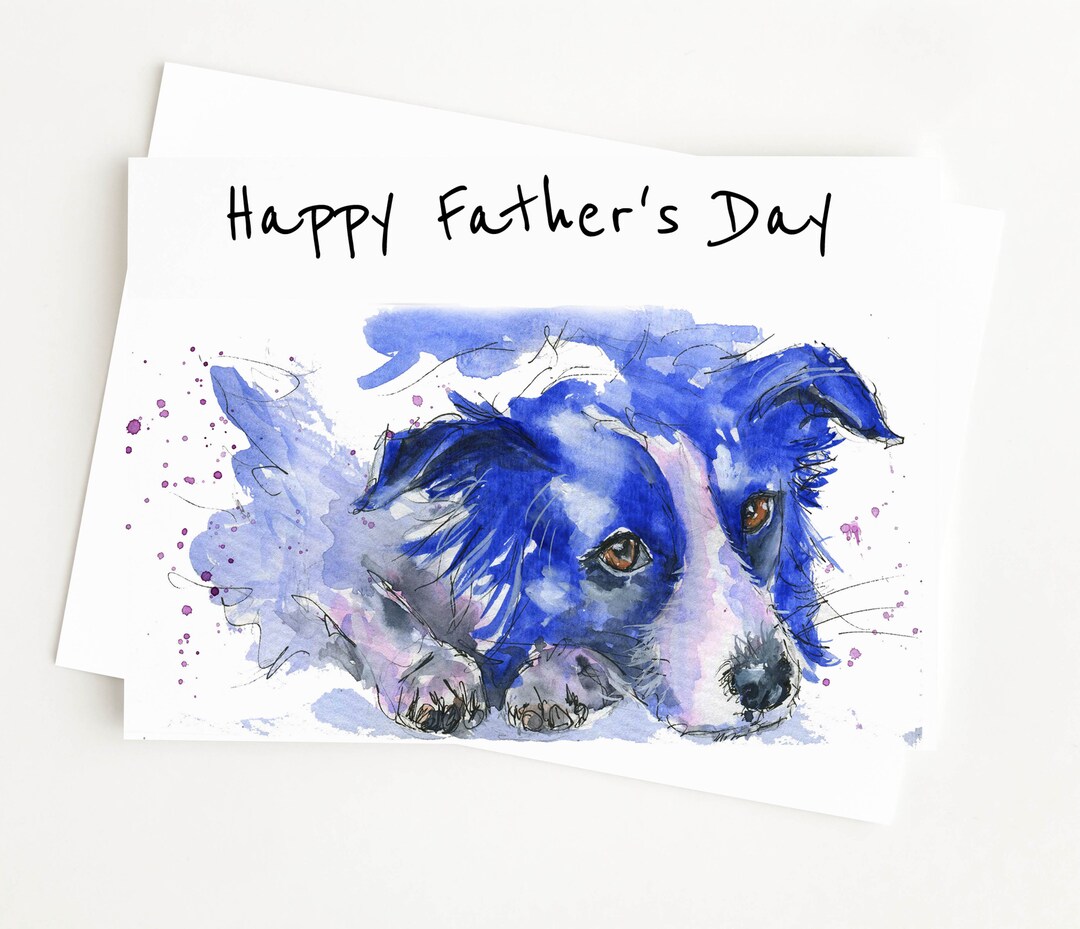 Border Collie Card, Custom Fathers Day Card From the Dog by Watercolour ...
