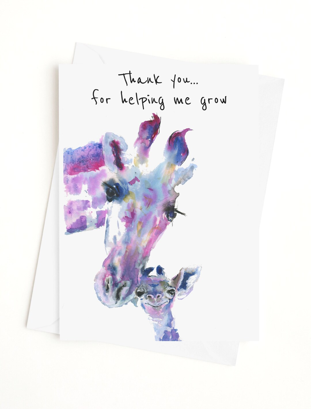 Giraffe Teacher Thank You Card, Thank You for Helping Me Grow - Blank ...