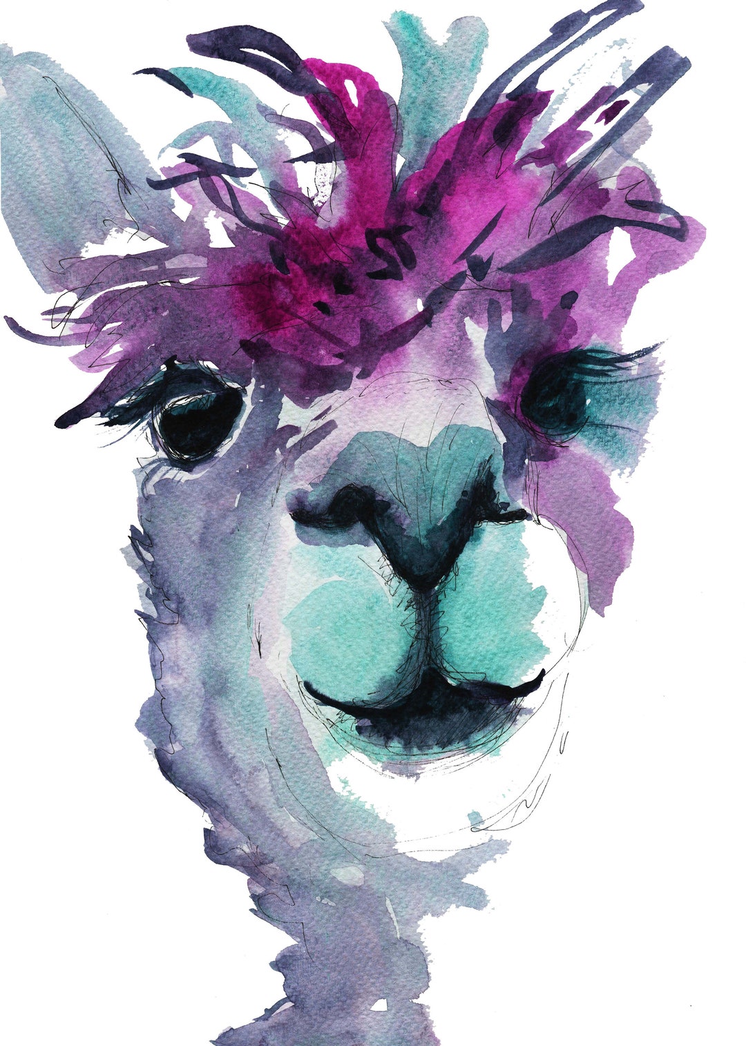 Llama Clipart, Watercolor Llama PNG, Sublimation Designs Download ...