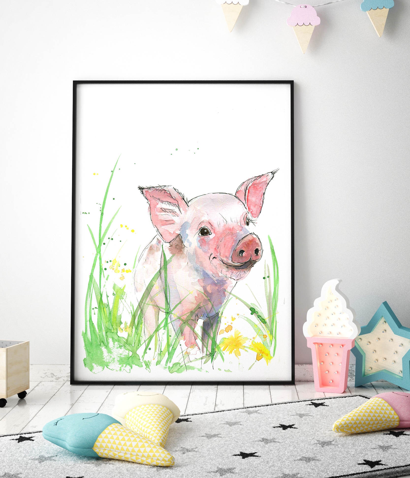Pig Print Pig Art Pig Gifts Pig Poster Pig Nursery Print - Etsy UK