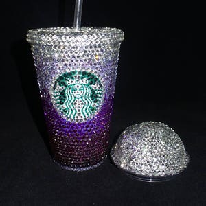 Custom Rhinestone Bling Starbucks Cold Drink Dome or Flat Lid Tumbler ...