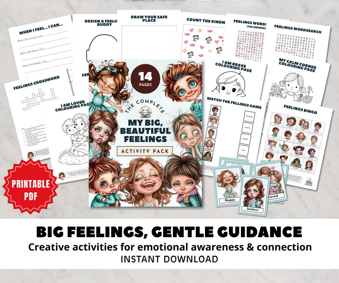 Kids Feelings Activity Pack + Flashcards, Self Regulation Skills ...