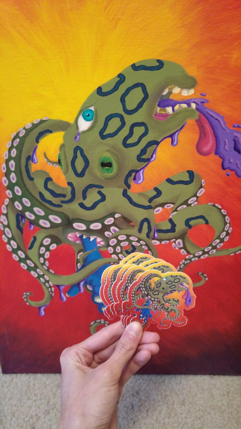 3 Inch Octopus Sticker Slap - Etsy