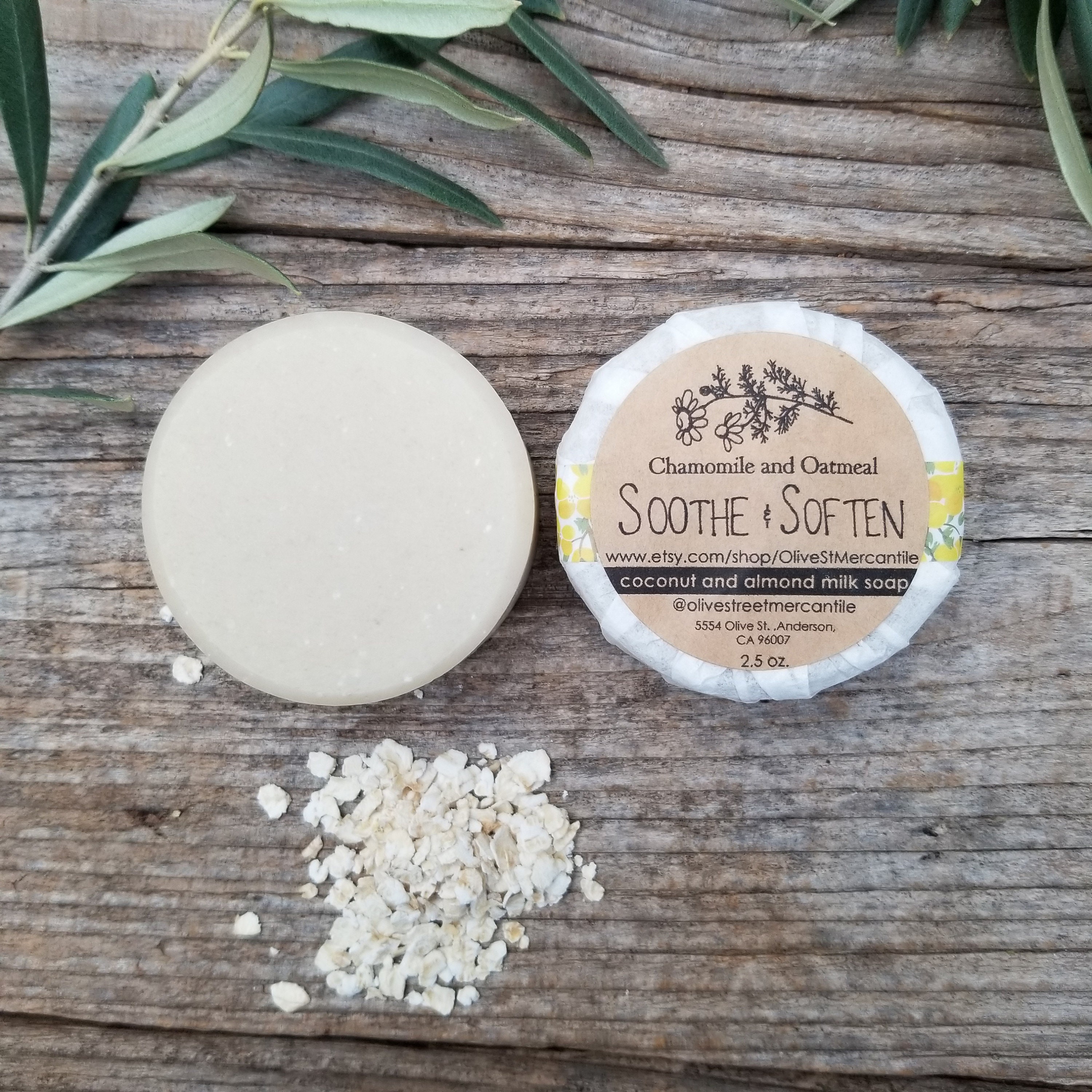 Soothe and Soften, chamomile coconut and almond milk soap with oatmeal ...
