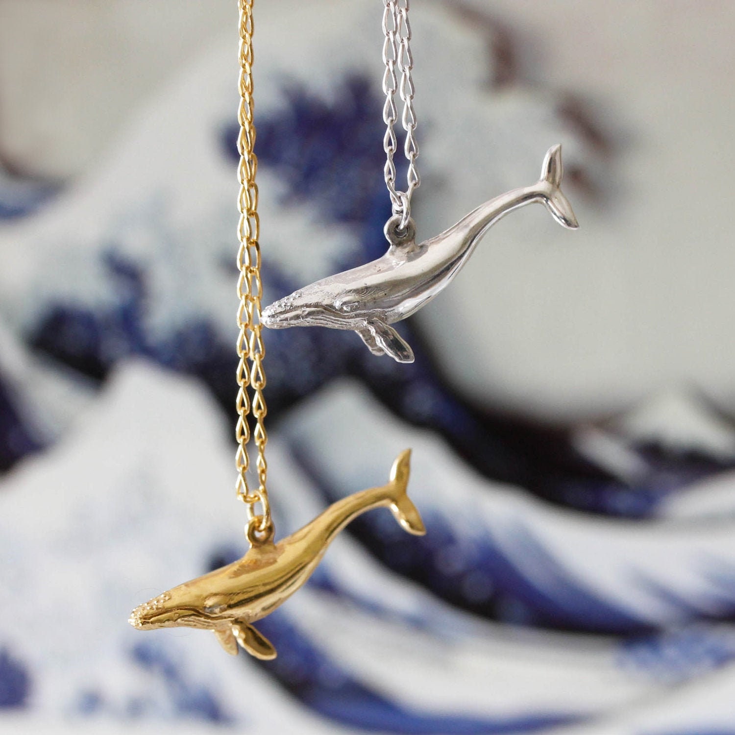Blue Whale Necklace Silver/Gold animal necklace beach | Etsy
