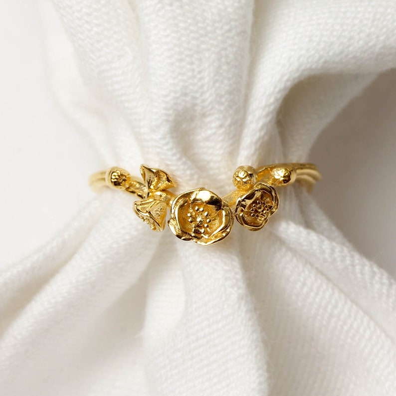 Poppy Ring, Flower Ring, Gold Flower Ring, Rememberance Ring, Gold ...