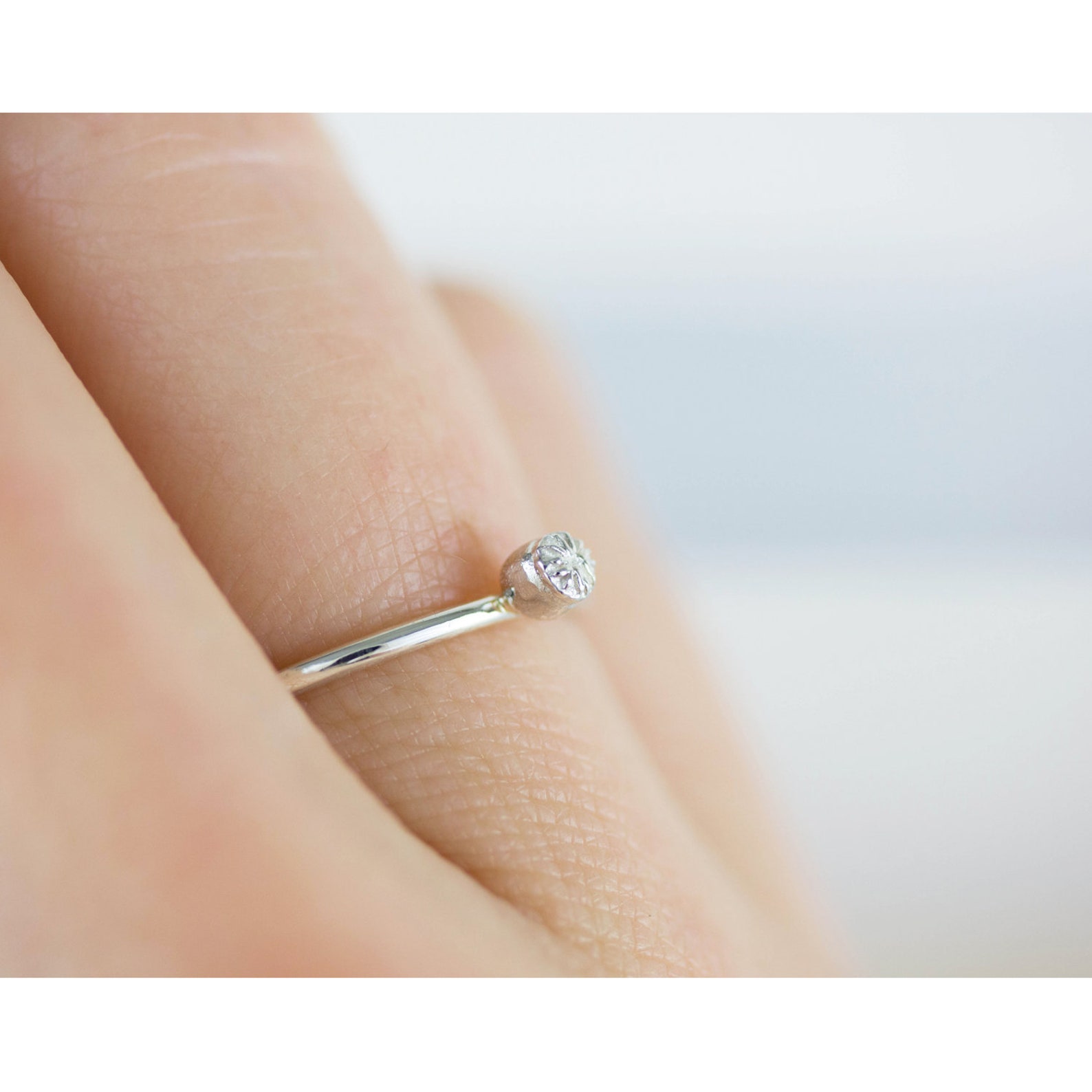Poppy Seedpod Ring, Poppy Ring, Flower Ring, Stacking Ring, Floral Ring ...