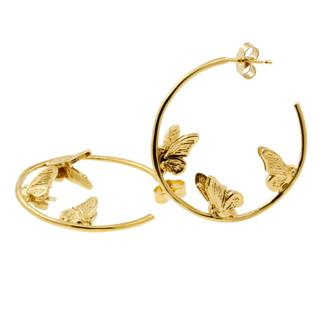 Butterfly Earrings, Gold Hoop Earrings, Gold Hoops, Hoop Earrings ...