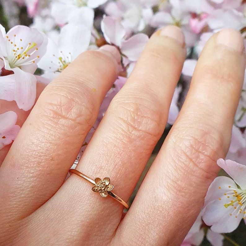 Cherry Blossom Ring Sakura Ring Flower Ring Gold Stacking - Etsy