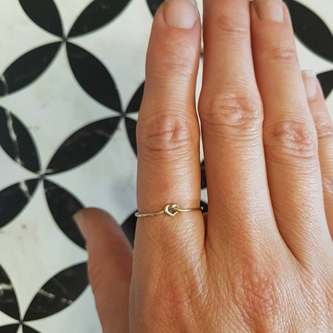 Love Knot Heart Ring - Solid Gold - Knot Ring, Heart Ring, Gold Heart ...