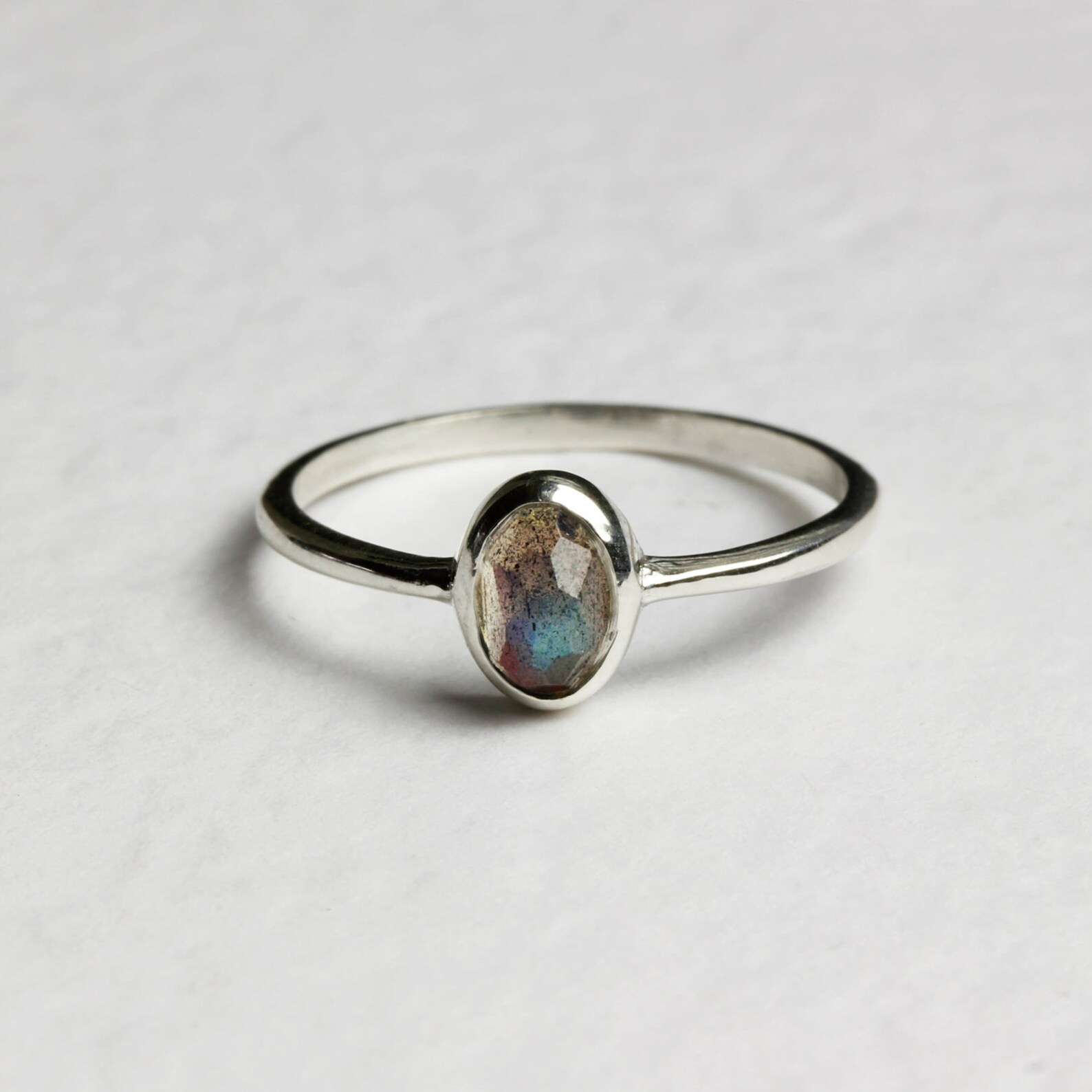 Labradorite Rose Cut Ring Solid Gold/silver Promise Ring - Etsy
