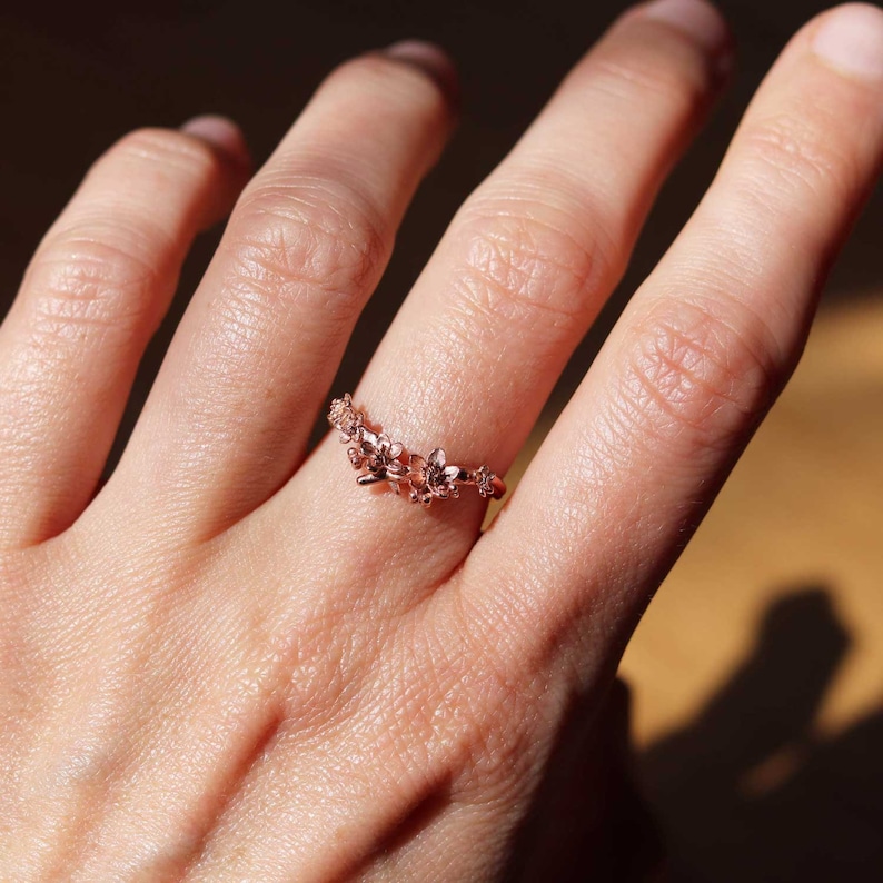 Cherry Blossom Ring Sakura Ring Silver/gold/rose Gold/white | Etsy