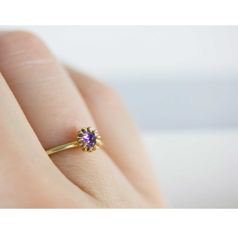 Dahlia Bud Amethyst Ring Dahlia Ring Flower Ring Stacking | Etsy