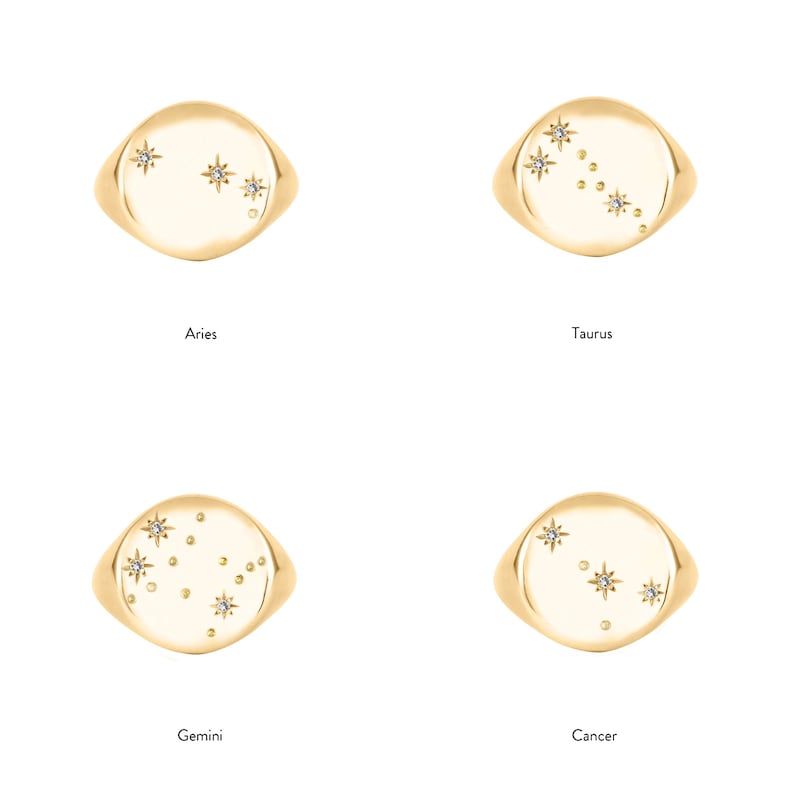 Diamond Constellation Ring|gold Signet Ring|zodiac Ring|astrology Ring ...
