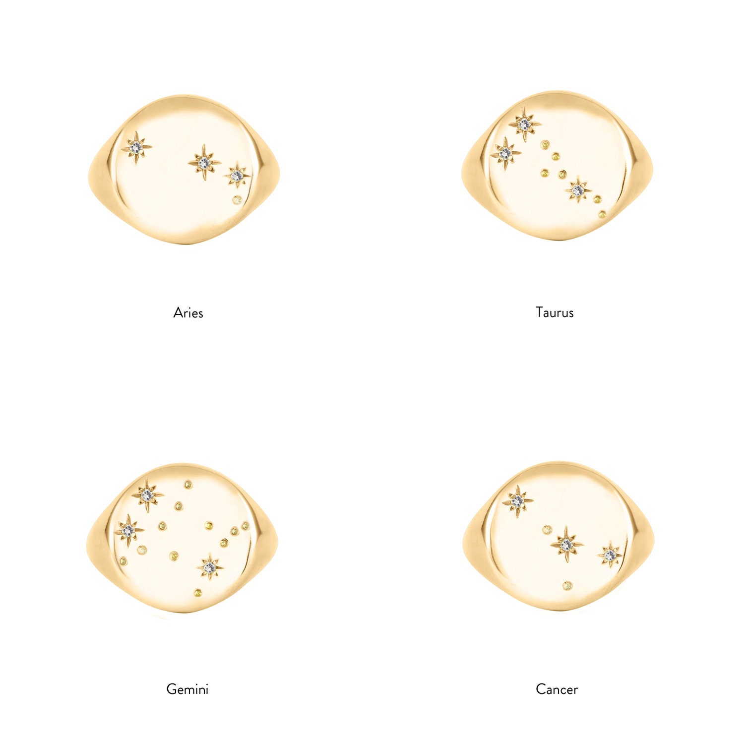 Diamond Constellation Ring|gold Signet Ring|zodiac Ring|astrology Ring ...
