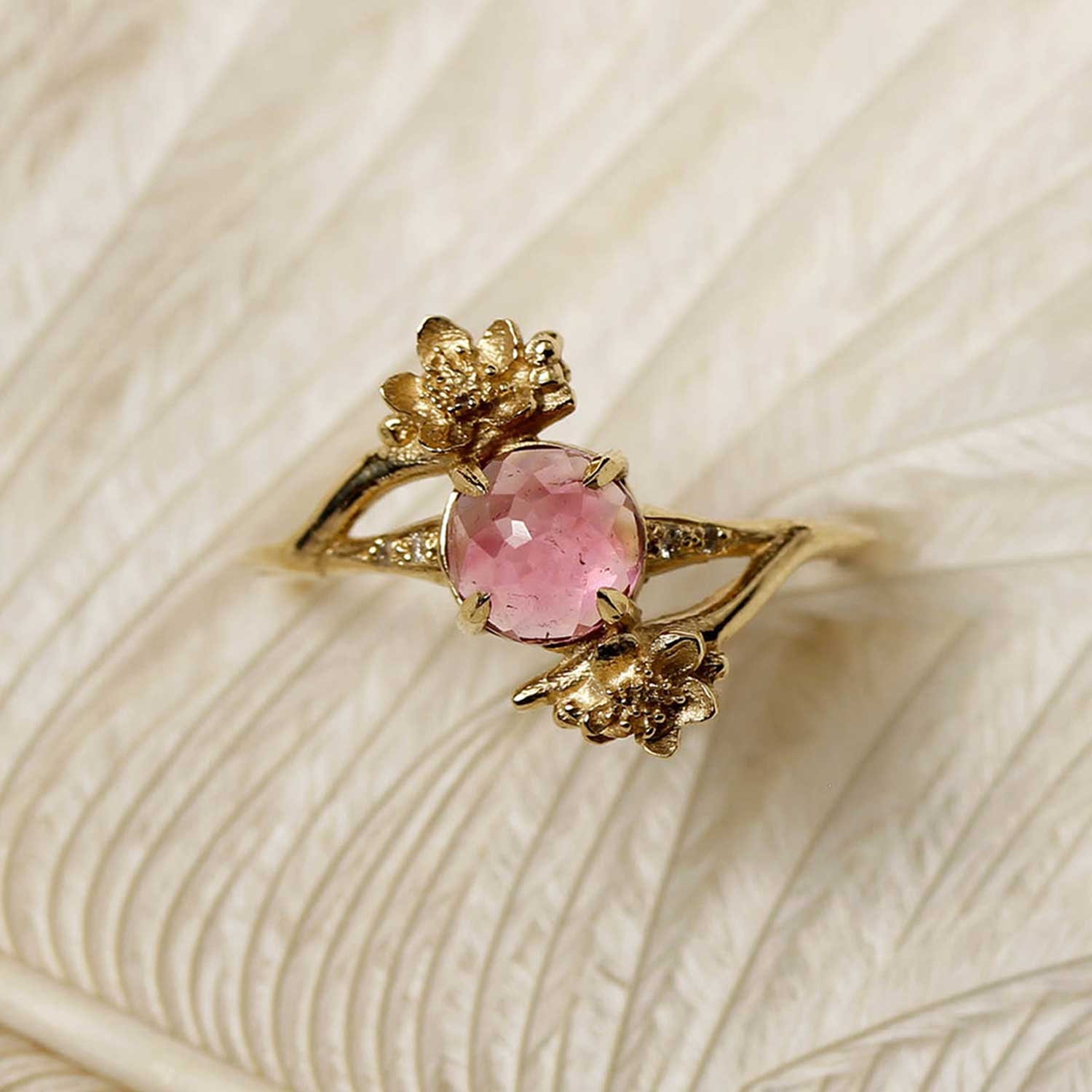 Cherry Blossom Ring sakura ring Pink Tourmaline and Diamonds | Etsy