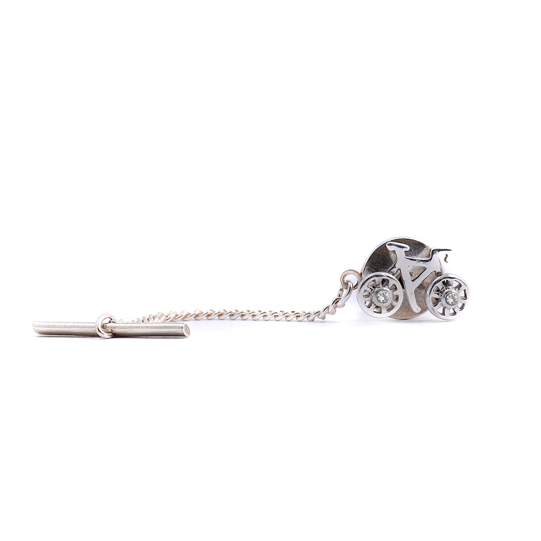 Bike Tie Pin/brooch - Silver & White Sapphires, Cyclist Gifts for Men ...