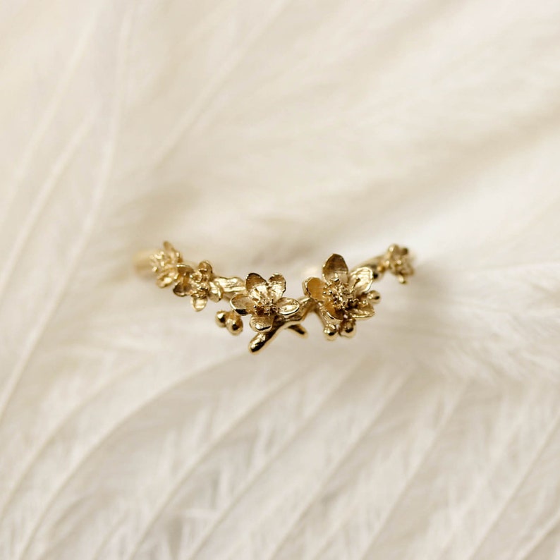 Cherry Blossom Ring, Sakura Ring – Silver/gold/rose Gold/white Gold ...