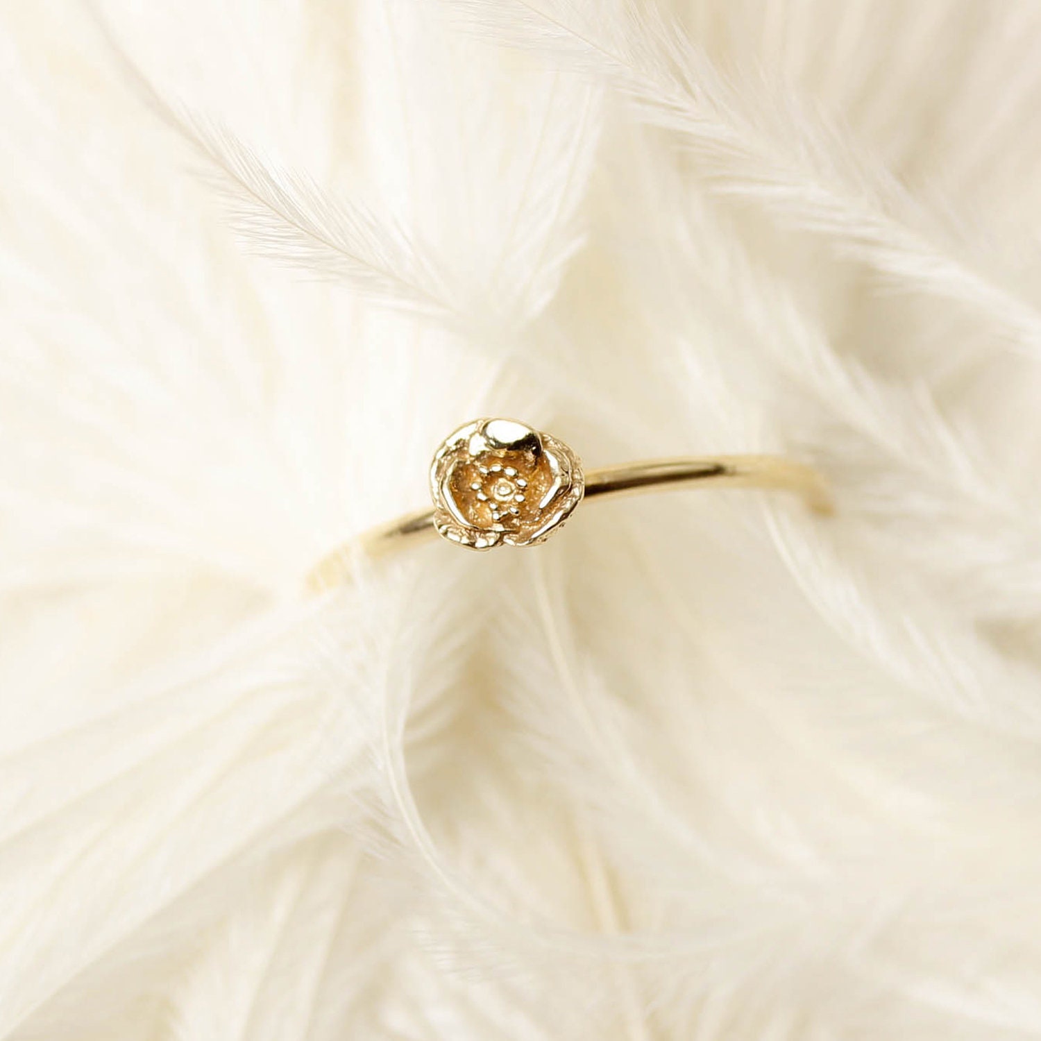 Poppy Ring, Flower Ring, Stacking Ring, Flower Stacking Ring, Gold ...