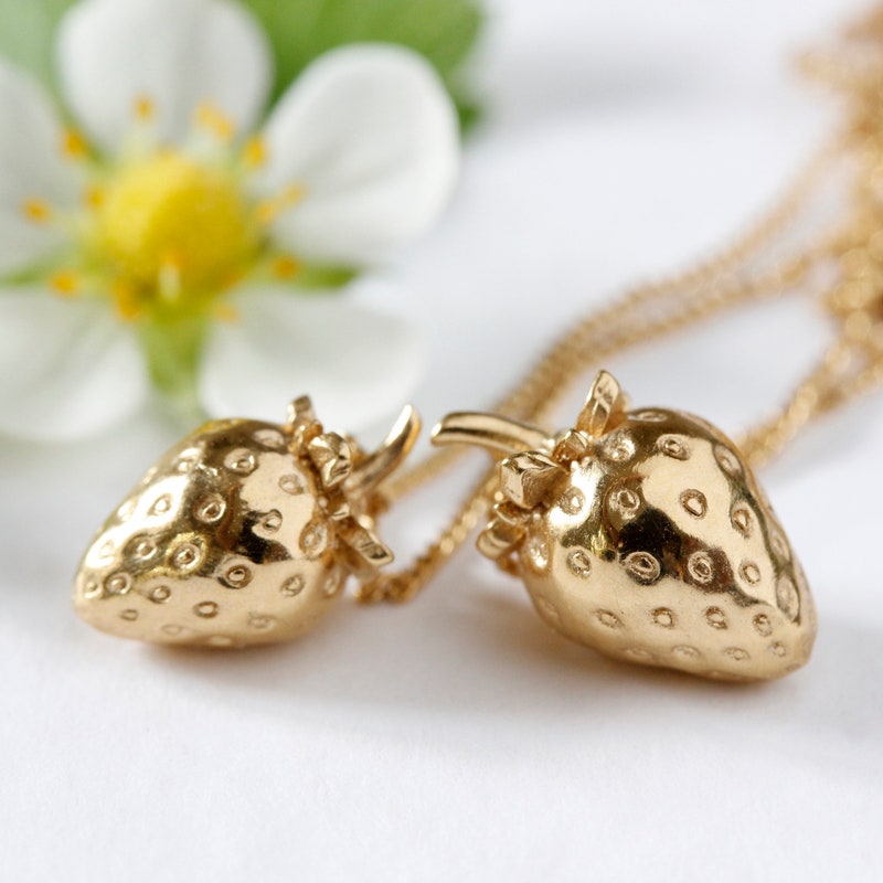 Gold Jewelry Strawberry - Etsy UK