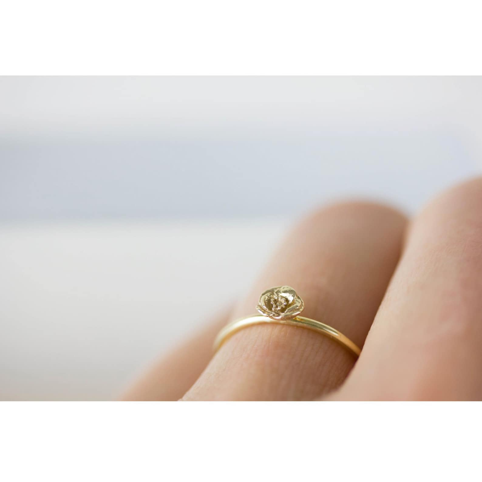 Poppy Ring, Flower Ring, Stacking Ring, Flower Stacking Ring, Gold ...