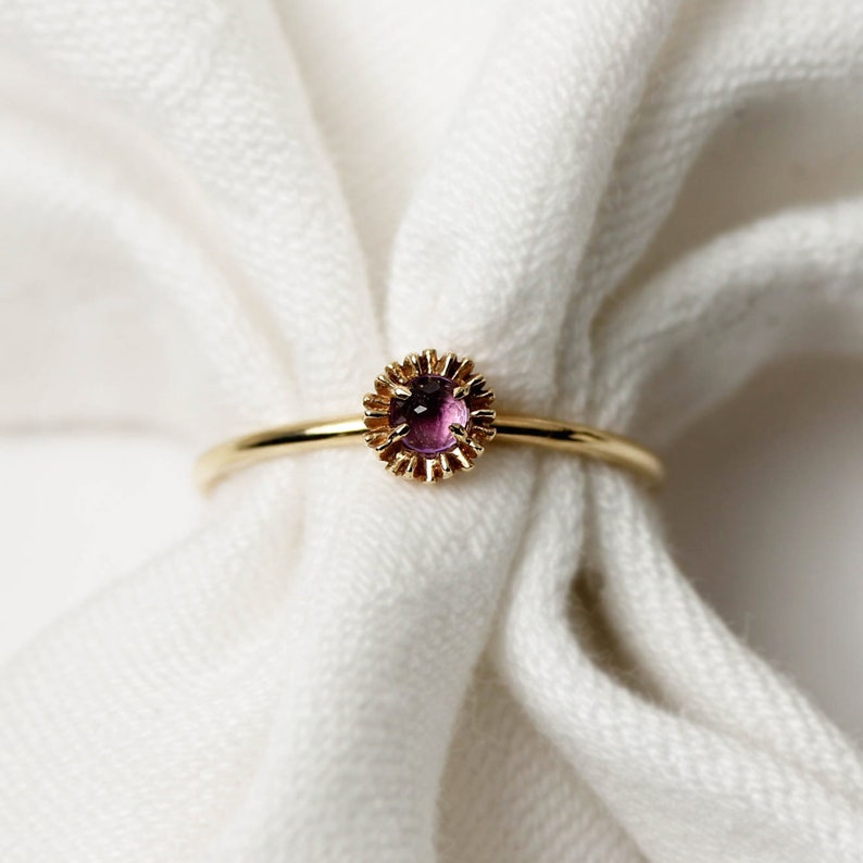 Dahlia Bud Amethyst Ring Dahlia Ring Flower Ring Stacking | Etsy