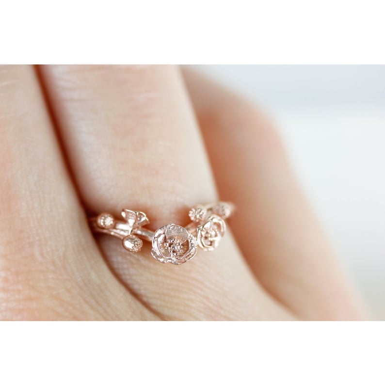 Poppy Ring Flower Ring Gold Flower Ring Rememberance Ring | Etsy