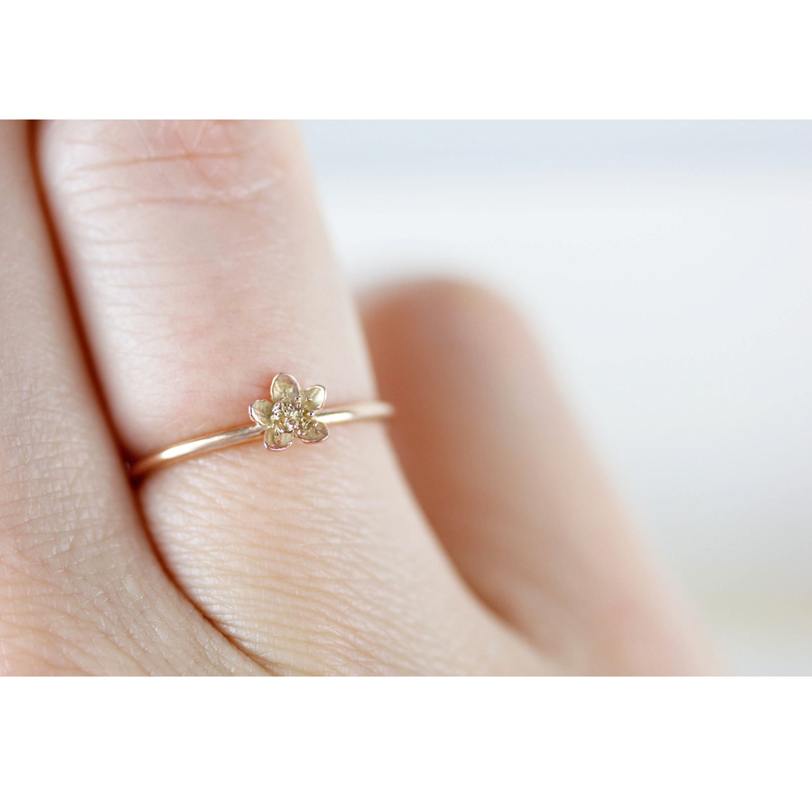 Cherry Blossom Ring Sakura Ring Flower Ring Gold Stacking - Etsy