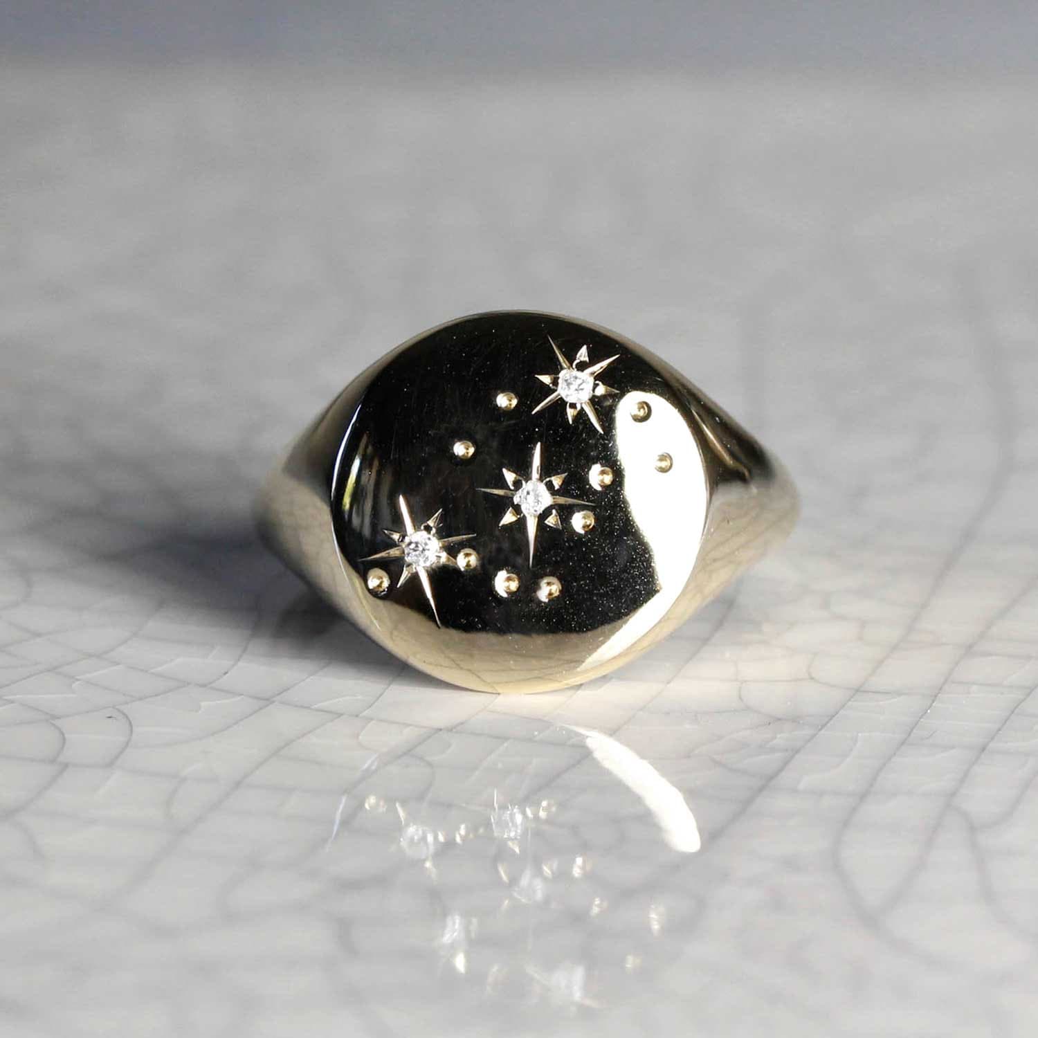 Diamond Constellation Ring|gold Signet Ring|zodiac Ring|astrology Ring ...