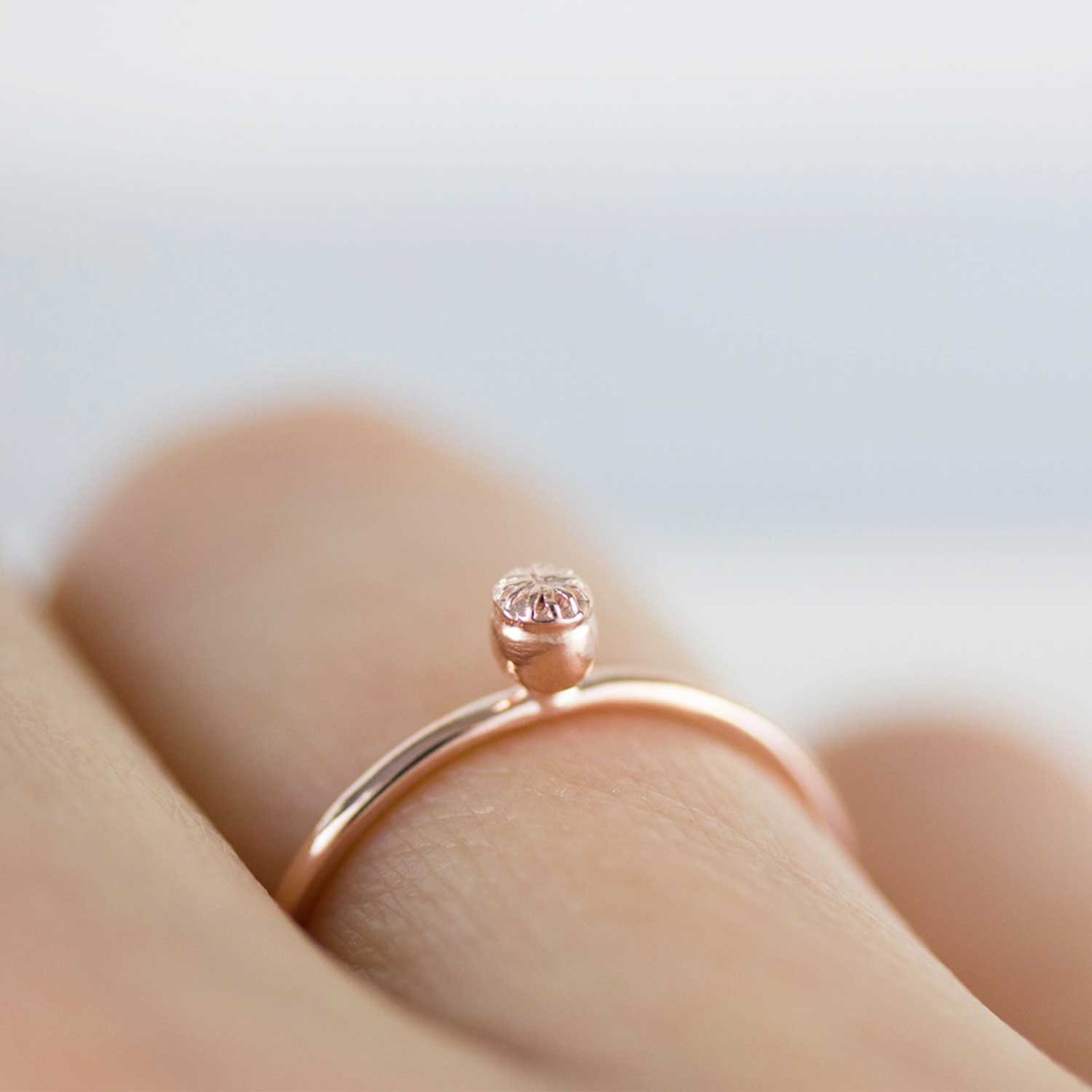 Poppy Seedpod Ring, Poppy Ring, Flower Ring, Stacking Ring, Floral Ring ...