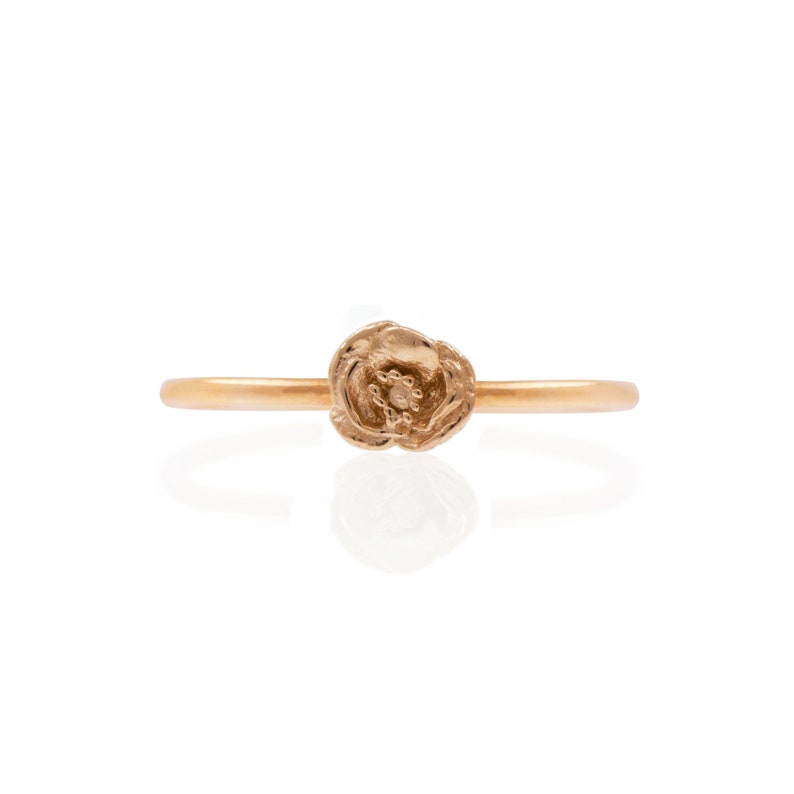 Poppy Ring, Flower Ring, Stacking Ring, Flower Stacking Ring, Gold ...